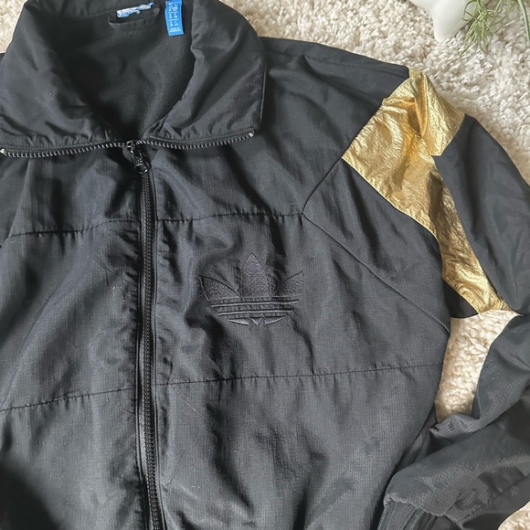 adidas | Jackets & Coats | Vintage Adidas Black And Gold Athletic Sport ...